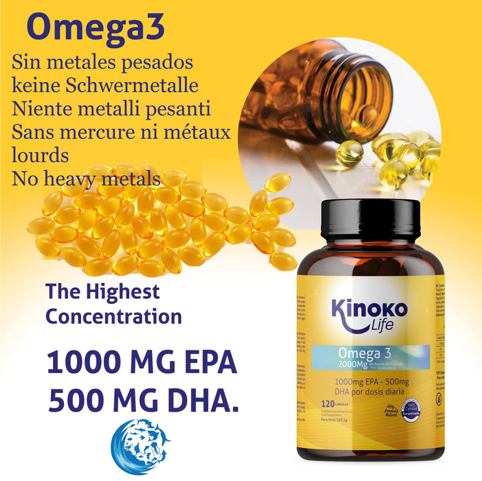 OMEGA 3 2000 mg | EPA 1000 mg | DHA 500 mg | 120 kapsułek | Dzikie ryb